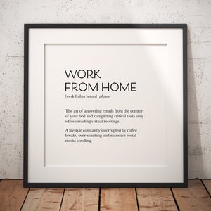 Work From Home Definition Print, Work From Home Gifts, Home Office ...