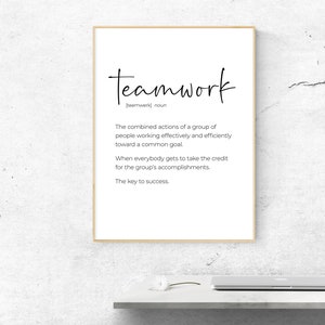 Teamwork Quote Printable, Definition Poster, Office Decor, Team Gifts ...