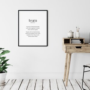 Team Definition Poster, Teamwork Printable, Teamwork Wall Art ...