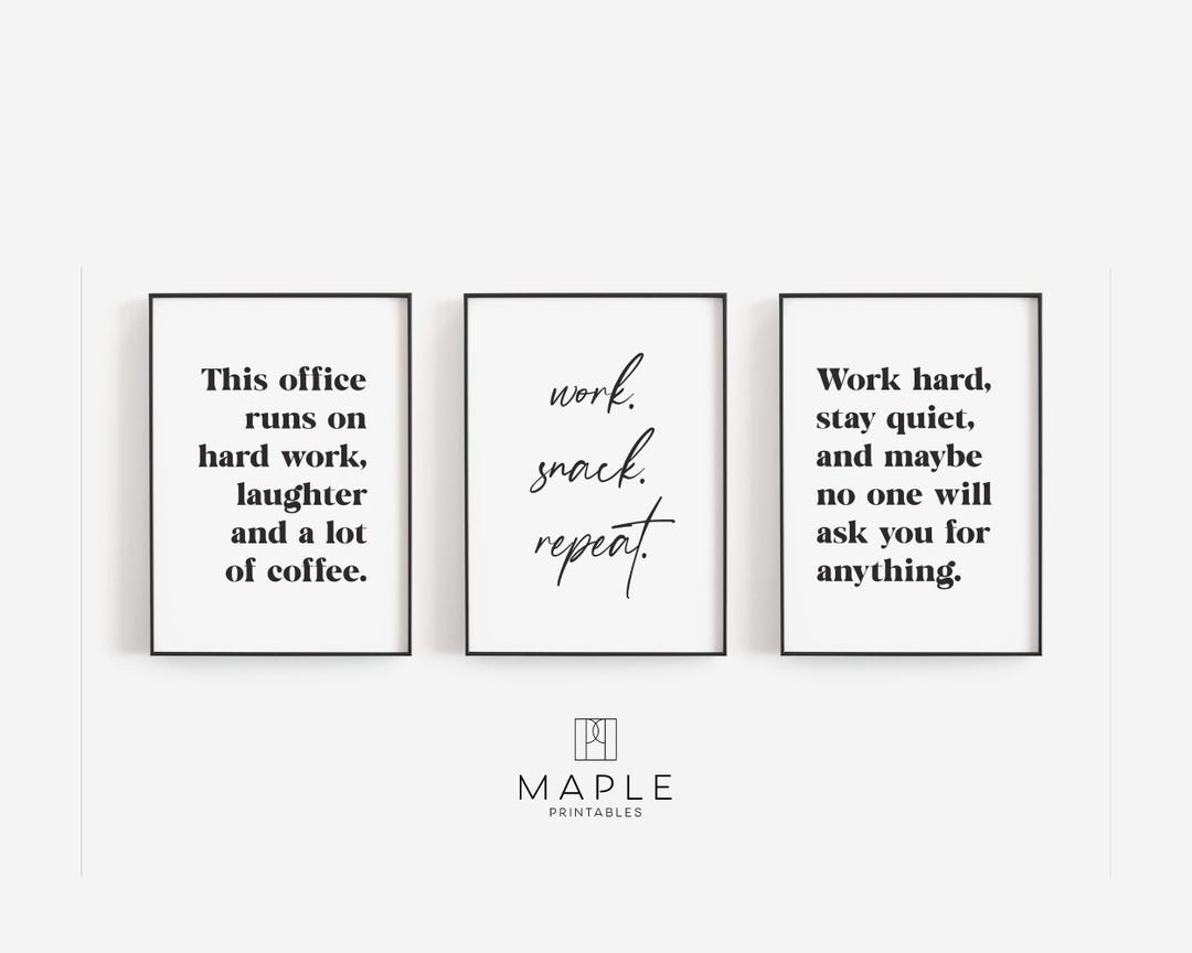 Set of 3 Sarcastic Prints for Cubicle Decor, Funny Work Quotes ...