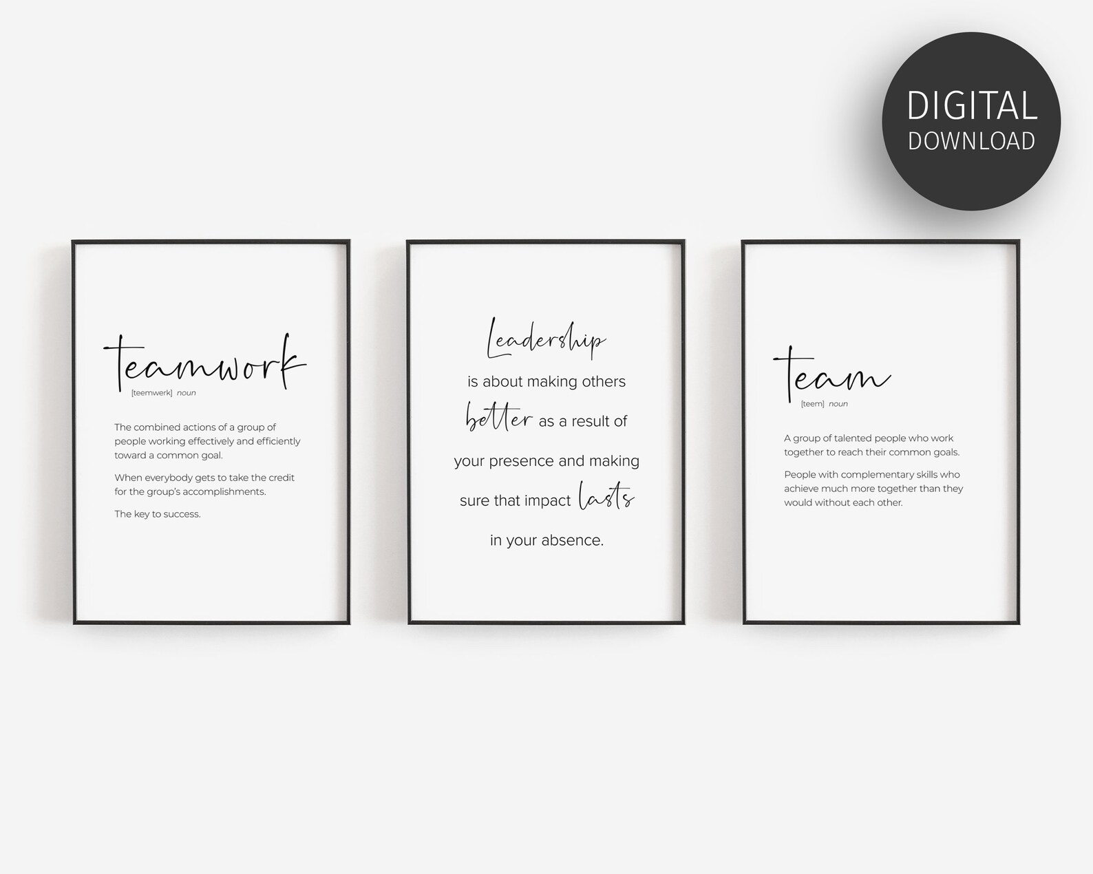 Team Office Decor Set of 6 PRINTABLES Teamwork Wall Art - Etsy
