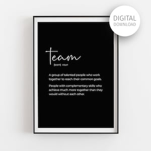 Team Definition Poster Office Decor Wall Art Teamwork - Etsy
