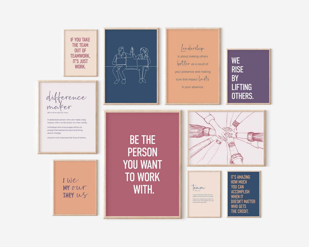 Team Office Decor, Set of 10 PRINTABLES, Motivational Wall Art ...