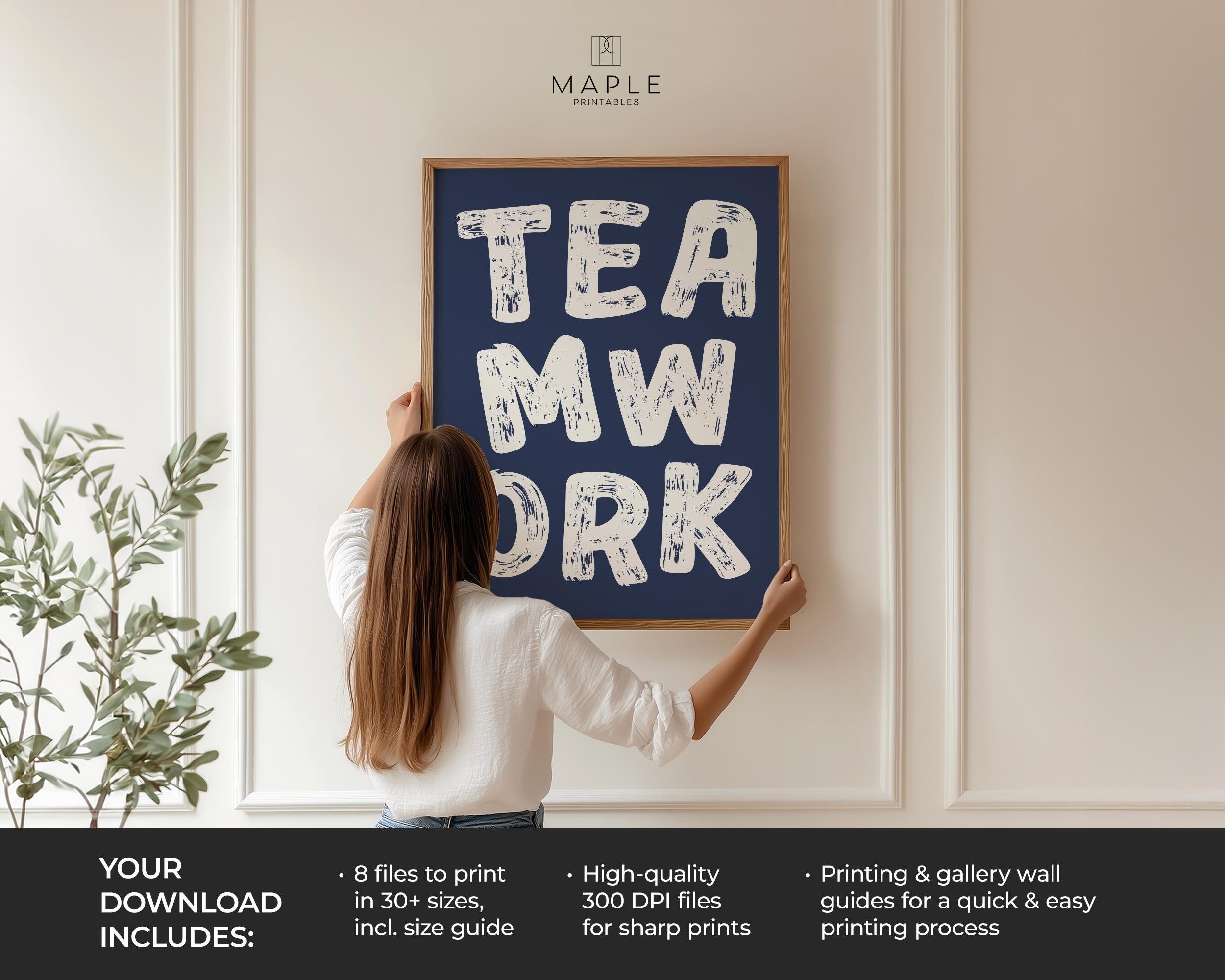 Motivational Teamwork Print, Aesthetic Office Decor, Preppy Wall Art ...