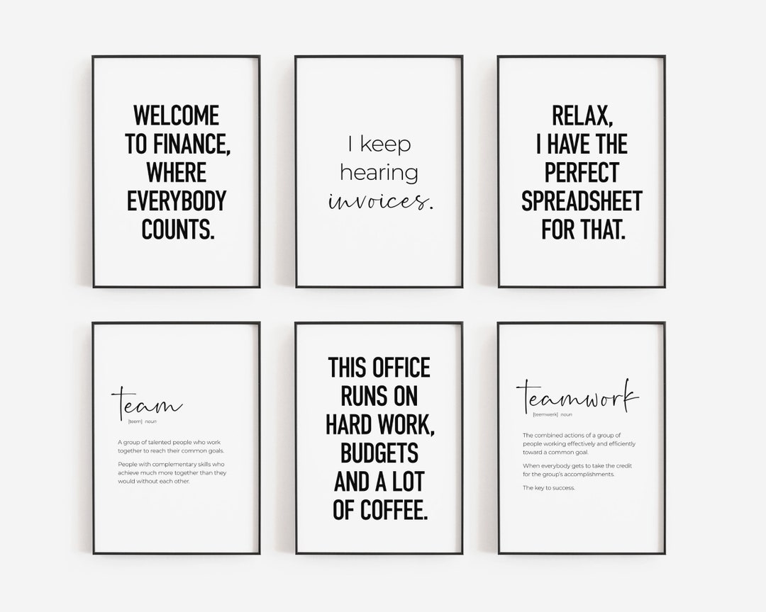 Finance Office Decor, Set of 6 PRINTABLES, Accountant Gifts, Funny Team ...