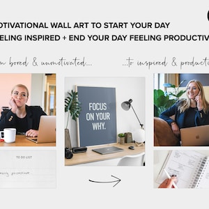 Motivational Quotes Set of 6 Blue Office Prints, Printable Home Office ...