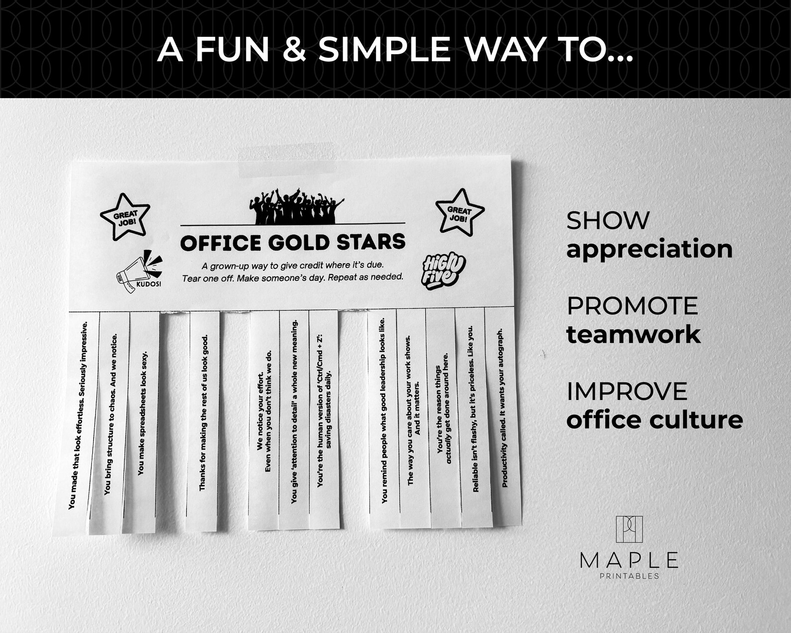 Printable Tear-off Office Compliments, Editable Office Canva Template ...