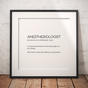 Anesthesiologist Gift, Printable Definition, Anesthesia Humour ...