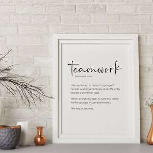 Teamwork Quote Printable, Definition Poster, Office Decor, Team Gifts ...
