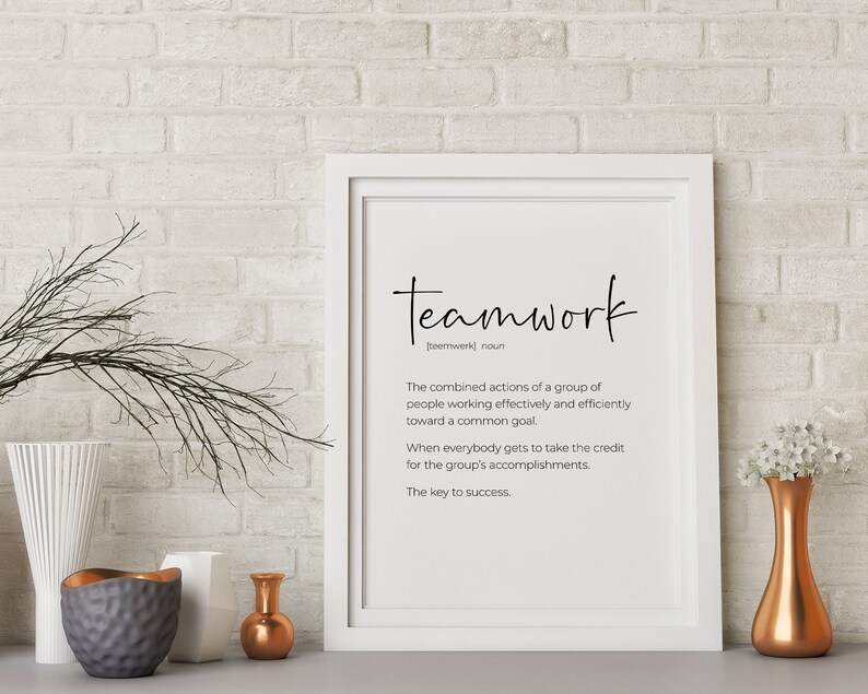 Teamwork Quote Printable Definition Poster Office Decor - Etsy
