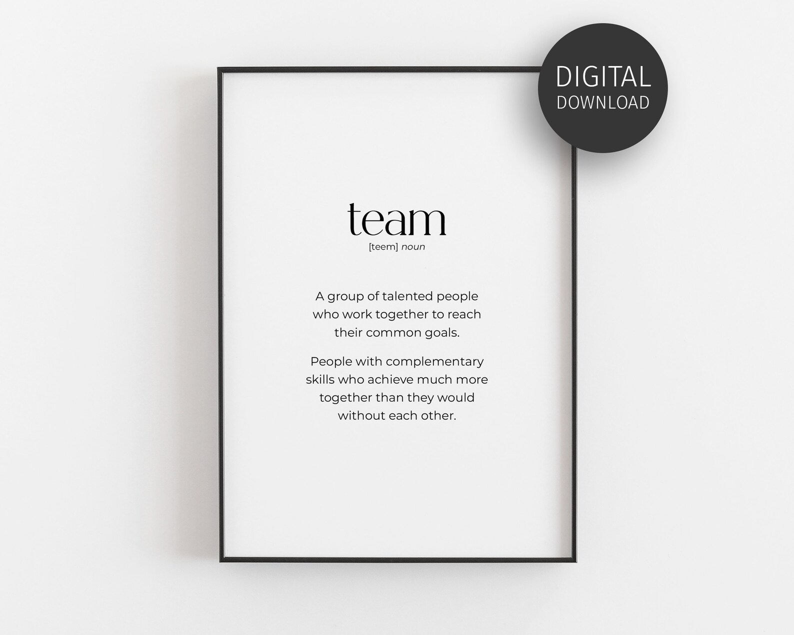 Team Definition Poster, Teamwork Printable, Teamwork Wall Art ...