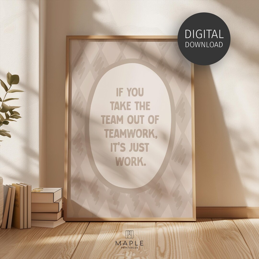 Motivational Teamwork Print in Earth Tones: Retro Printable Poster for ...