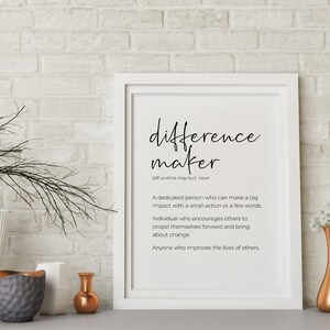 Difference Maker Definition Print, New Teacher Office Decor ...