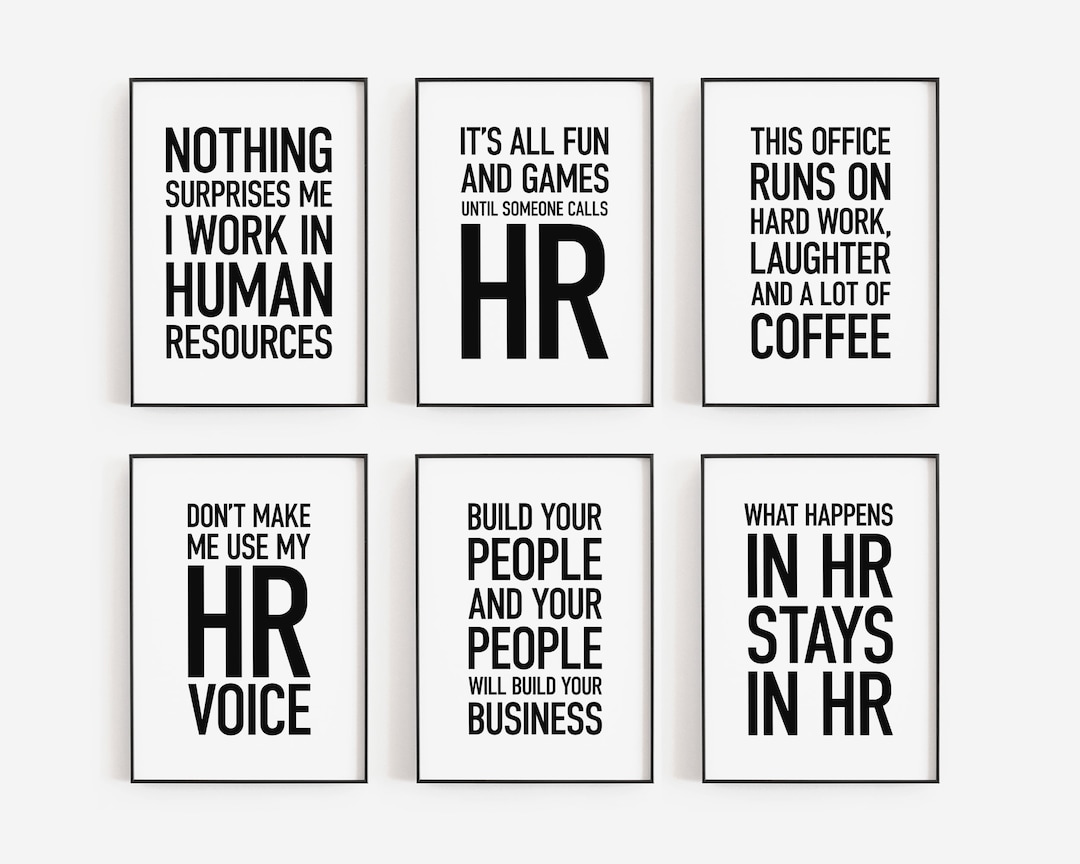HR Office Decor, Set of 6 PRINTABLES, Human Resources Wall Art, Zoom ...
