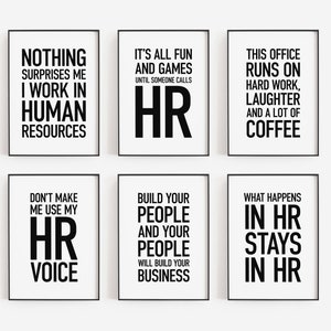HR Office Decor, Set of 6 PRINTABLES, Human Resources Wall Art, Zoom ...