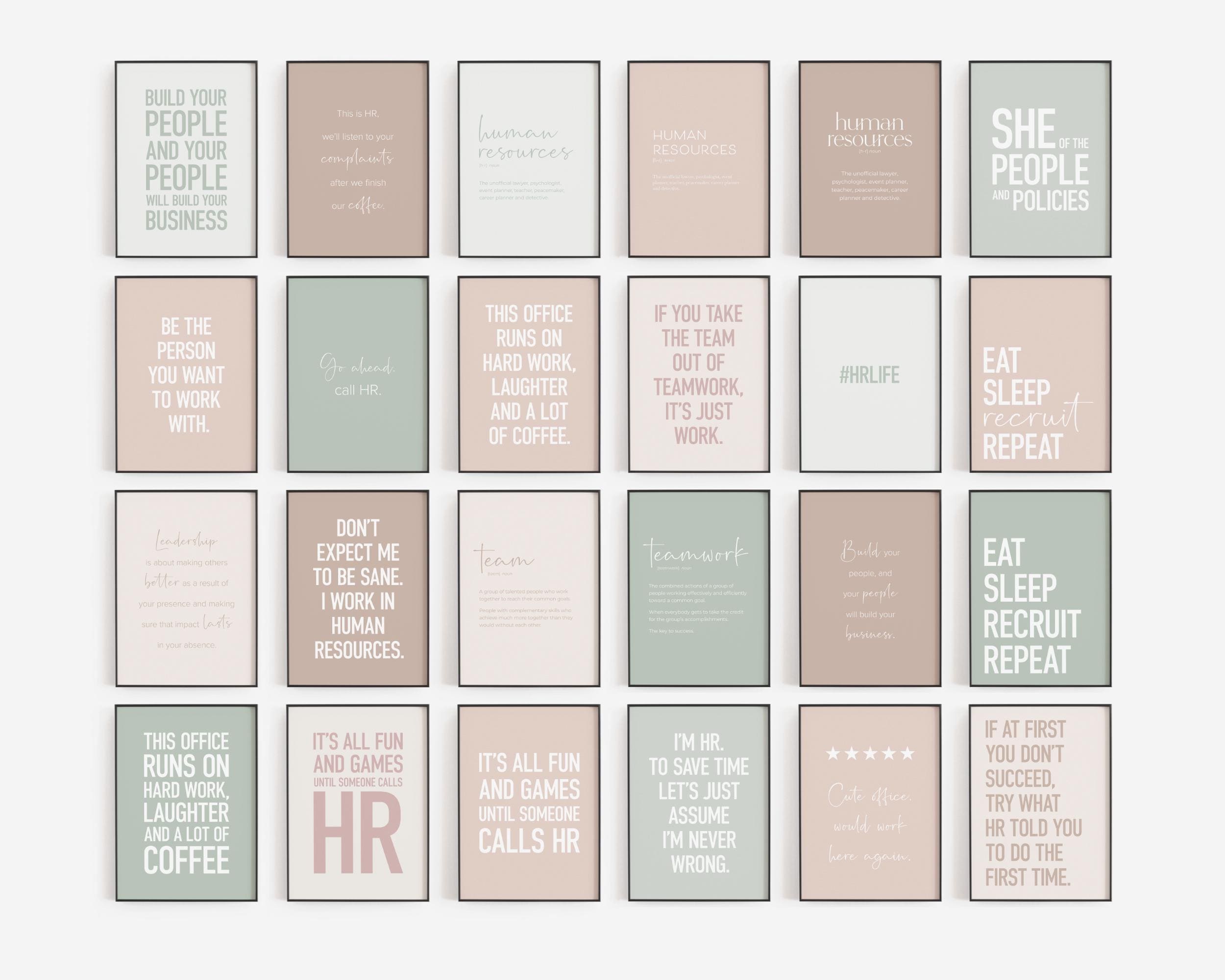 HR Bundle of 50 Funny and Motivational Office Prints in Earth Tones ...
