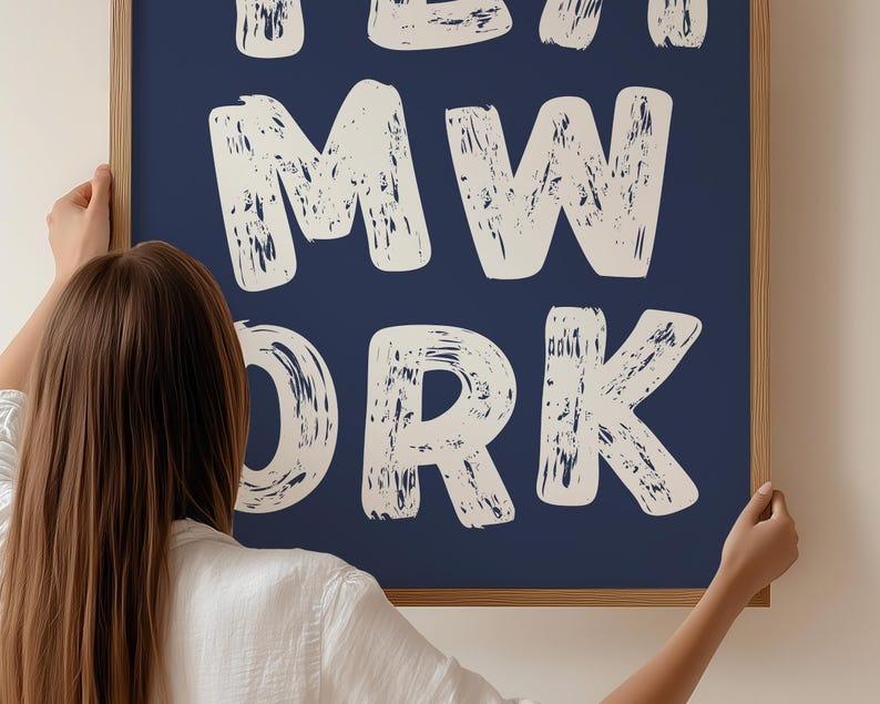 Motivational Teamwork Print, Aesthetic Office Decor, Preppy Wall Art ...