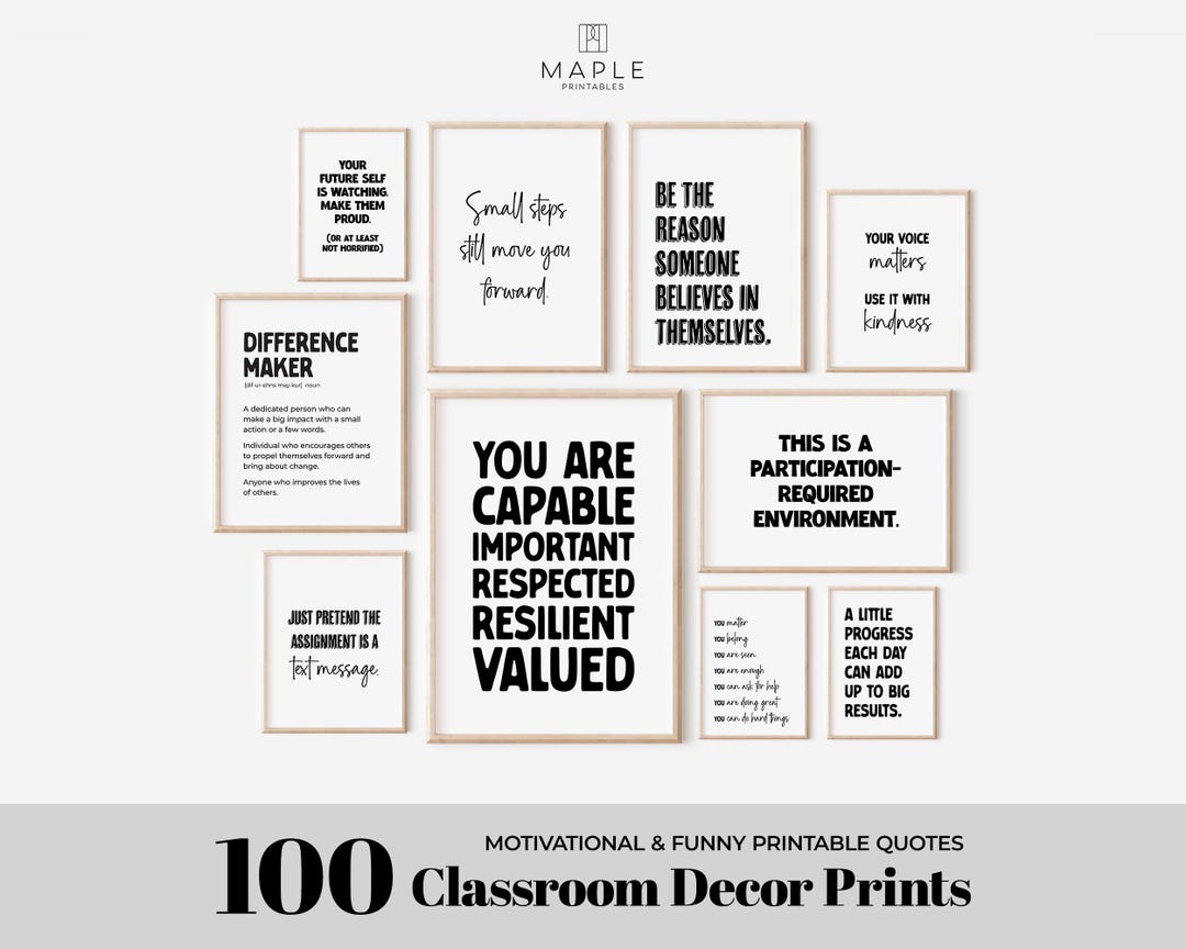 Classroom Bundle, 100 Motivational and Funny Prints for Teens ...