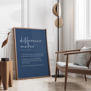 Difference Maker Definition Print, Blue Motivational Wall Art for ...