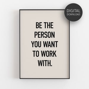 Motivational Wall Art, Inspirational Quote, Beige Work Poster, Office ...