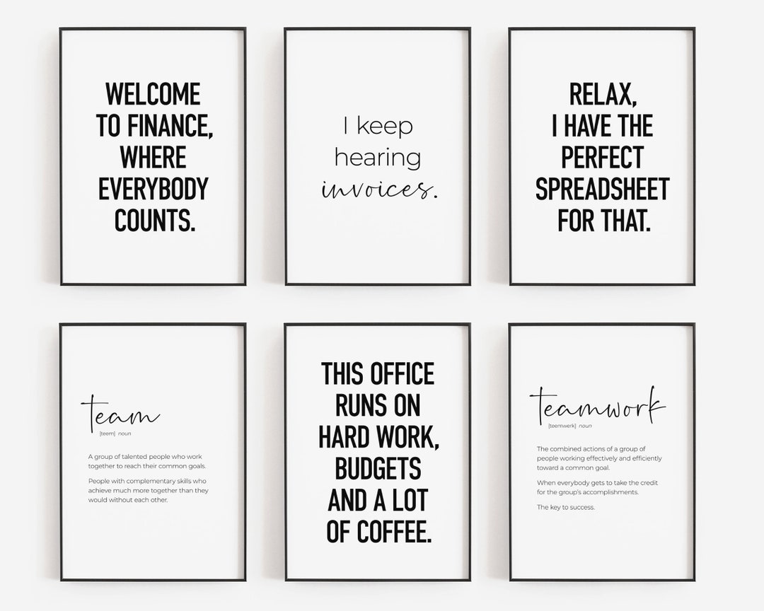 Finance Office Decor Set of 6 PRINTABLES Accountant Gifts - Etsy