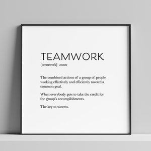 Teamwork Definition Poster, Teamwork Quote Printable, Team Wall Art ...