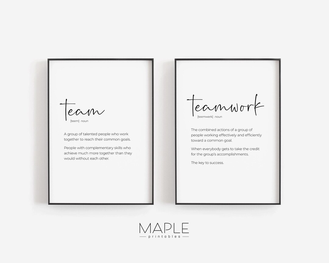 Team Definition, Teamwork Quote Printable, Set of 2 Prints, Teamwork ...