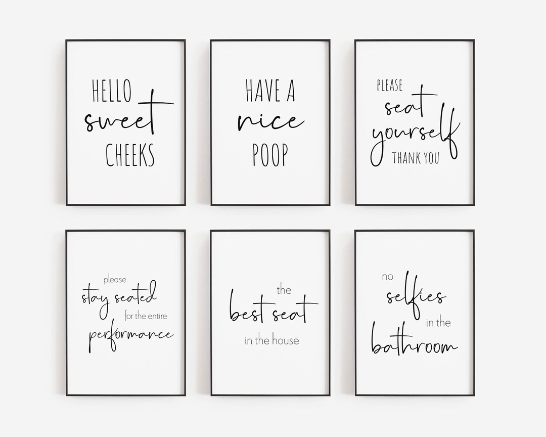 Bathroom Wall Art, Set of 6 PRINTABLES, Restroom Decor, Funny Toilet ...