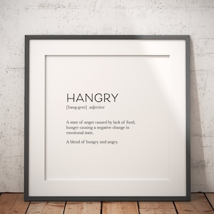 Hangry Definition, Hungry Quote, Downloadable Prints, Kitchen Decor ...