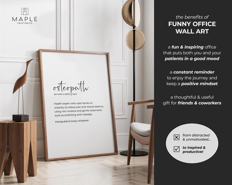 Osteopath Definition Poster, Printable Osteopathy Wall Art, Office ...