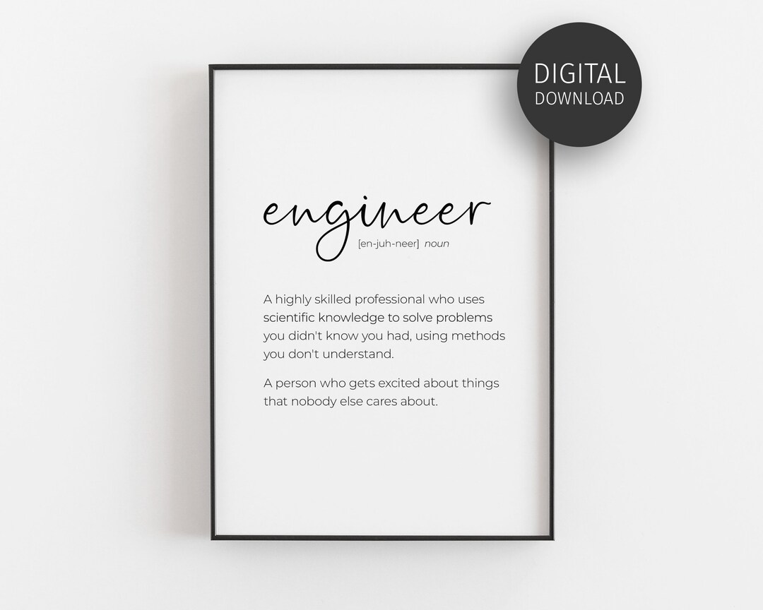Engineer Gifts, Printable Engineer Definition, Structural Engineer ...