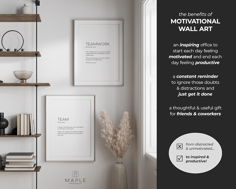 Teamwork Definition Prints: Printable Office Decor for Team Motivation ...