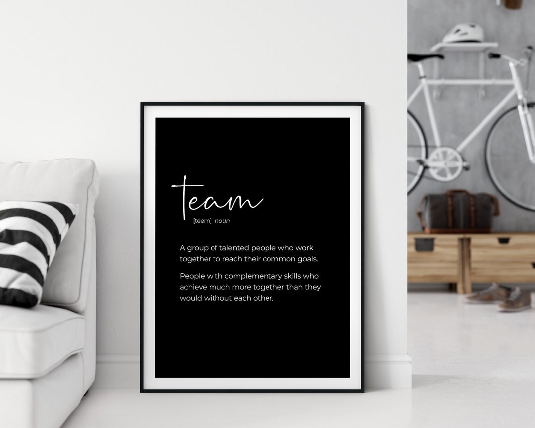 Team Definition Poster Office Decor Wall Art Teamwork - Etsy
