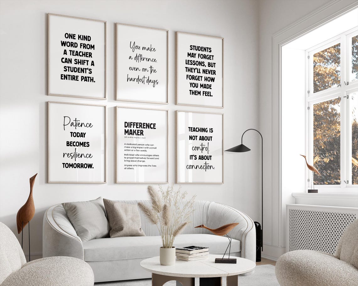 Teacher Lounge Decor Set of 6 Motivational Prints, Printable Wall Art ...