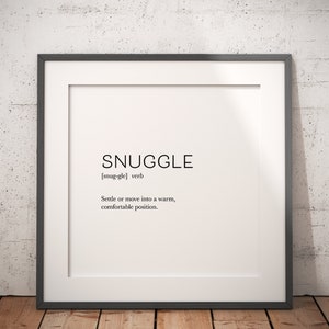 Snuggle Definition, Bedroom Decor, Downloadable Print, Cute Poster ...
