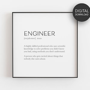 Engineer Gift, Engineer Definition Print, Engineering Poster, Funny ...