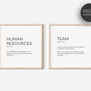HR Office Decor, Team Definition Poster, Set of 2 Prints, Human ...