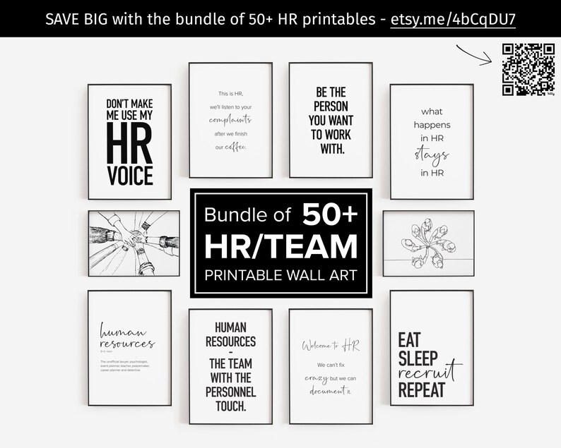 HR Office Decor, Set of 2 Printables, Human Resources Prints, Team ...