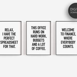 Finance Office Decor, Set of 6 PRINTABLES, Accountant Gifts, Funny Team ...