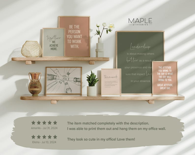 Teamwork Quotes Wall Art Bundle: 50 Printable Office Decor Posters in ...