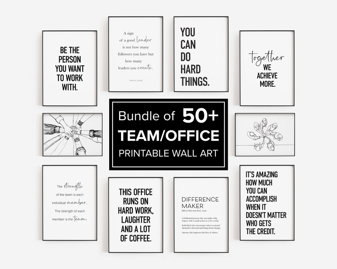 Motivational Office Decor for Team, Mega Bundle of 50 Prints, Modern ...