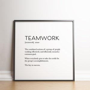 Teamwork Definition Poster, Teamwork Quote Printable, Team Wall Art ...