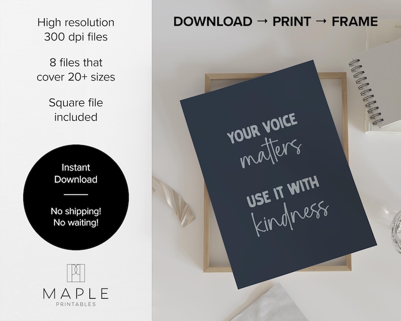 Classroom Decor Set of 6 Motivational Prints, Blue Printable Wall Art ...