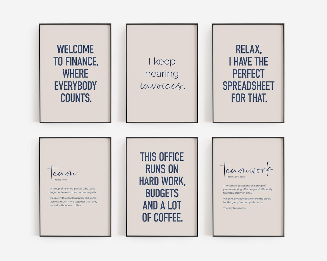 Finance Office Decor, Set of 6 Gallery Wall Printables, Funny ...
