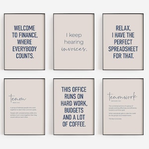 Finance Office Decor, Set of 6 Gallery Wall Printables, Funny ...