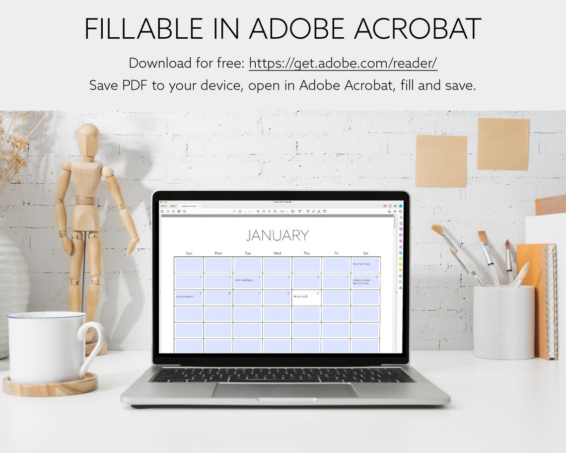 Perpetual Calendar, Editable Undated Planner, Blank Wall Planner ...