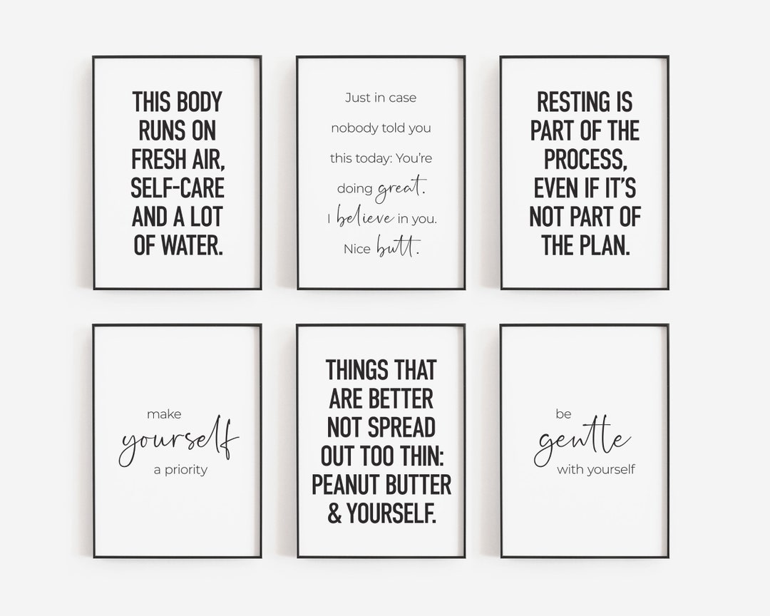 Self-care Set of 6 Motivational Posters, Printable Wall Art for Health ...