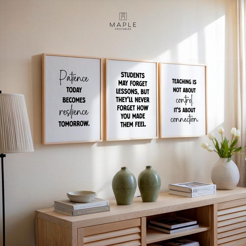 Teacher Lounge Decor Set of 6 Motivational Prints, Printable Wall Art ...