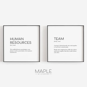 HR Office Decor, Team Definition Poster, Set of 2 Prints, Human ...