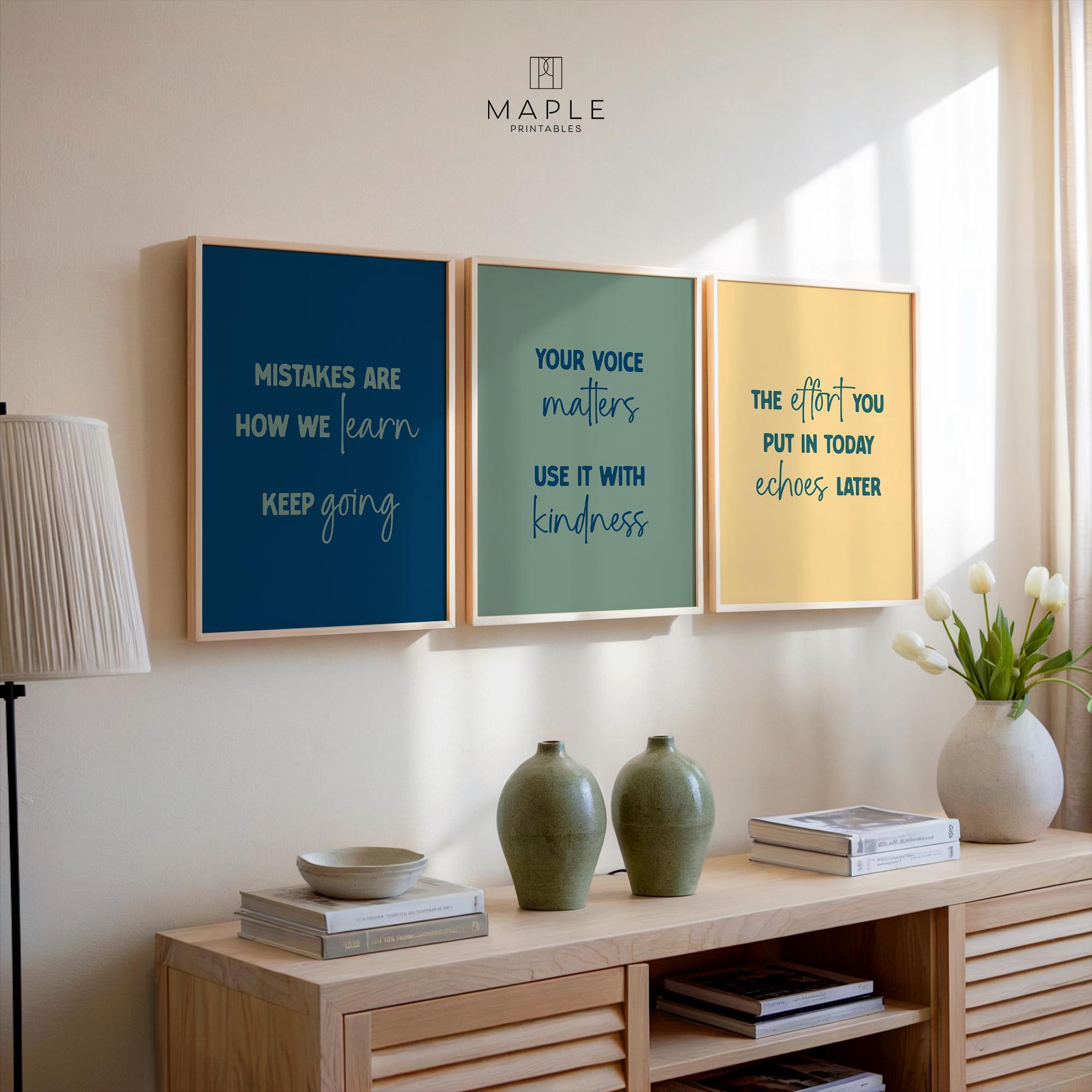 Classroom Decor Set of 6 Motivational Prints, Colourful Printable Wall ...